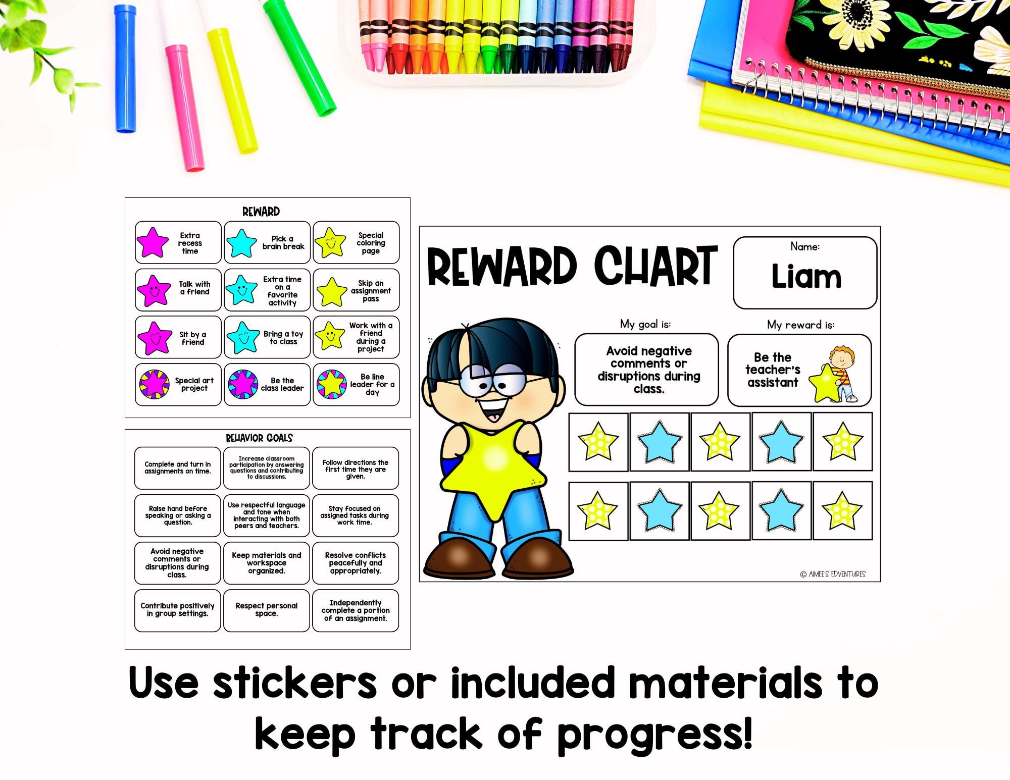 Reward Charts Printable | Classroom Management | Goal Setting Sheets ...