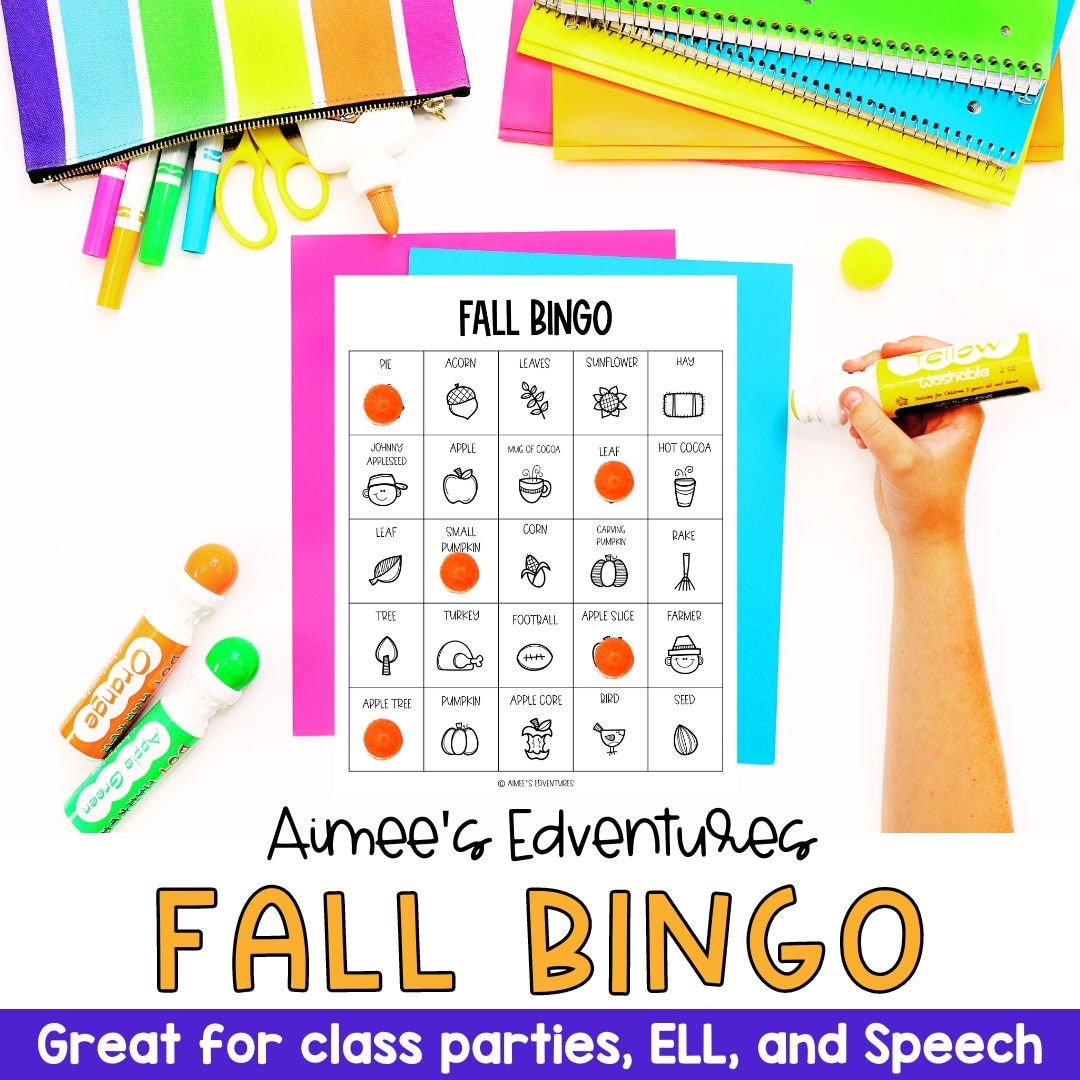 Fall Bingo Game | Vocabulary Words | English Language Arts Activity - Etsy