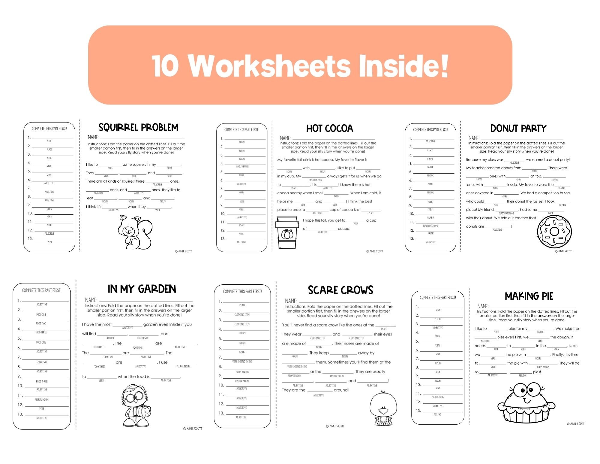 Fall Activities | Parts of Speech | Mad Libs Game - Etsy