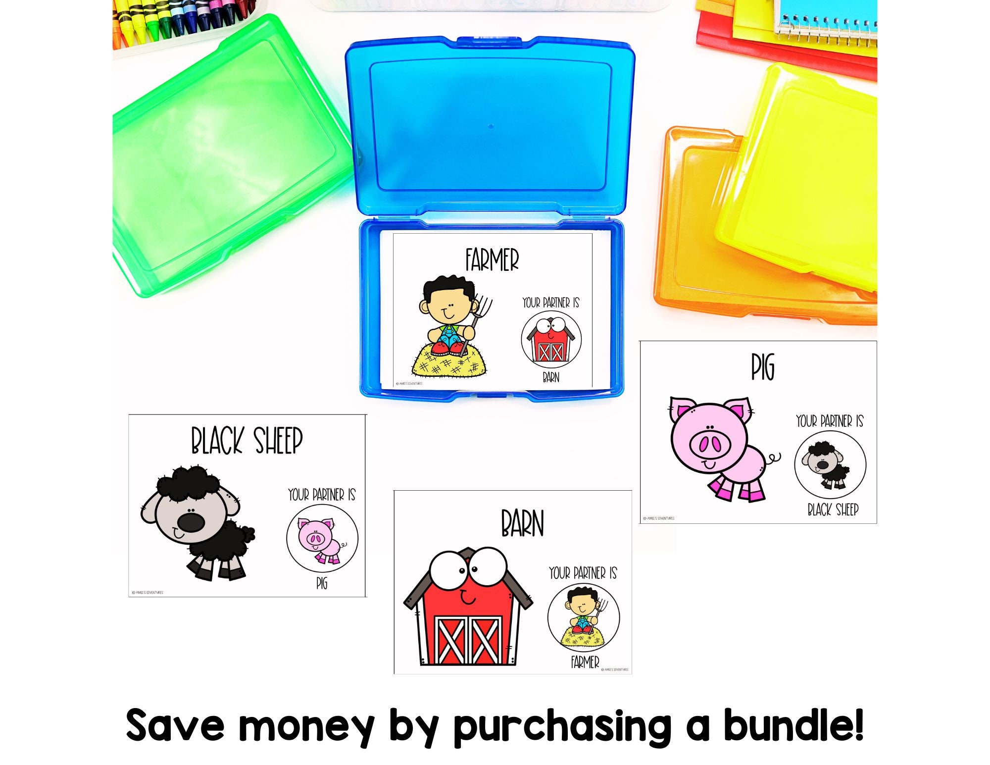EDITABLE Farm Animals Partner Pairing Cards Classroom Decor Classroom ...