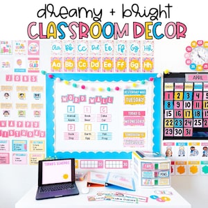 Classroom Decor Bundle | Joyful and Bright Posters and Organization - Etsy