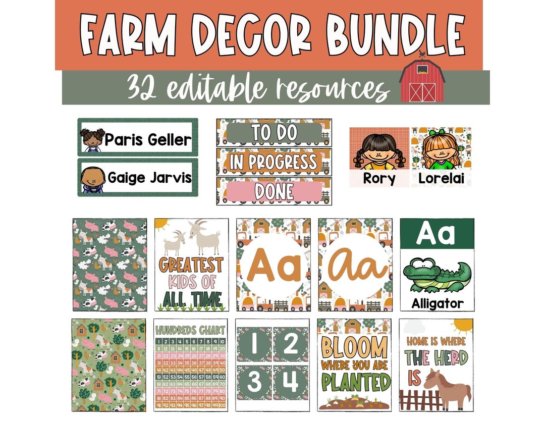 Farm Classroom Decor Bundle | Editable Classroom Transformation ...
