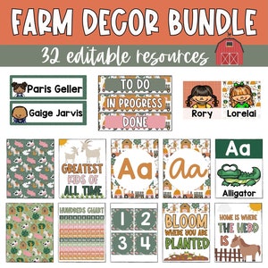Farm Classroom Decor Bundle | Editable Classroom Transformation ...