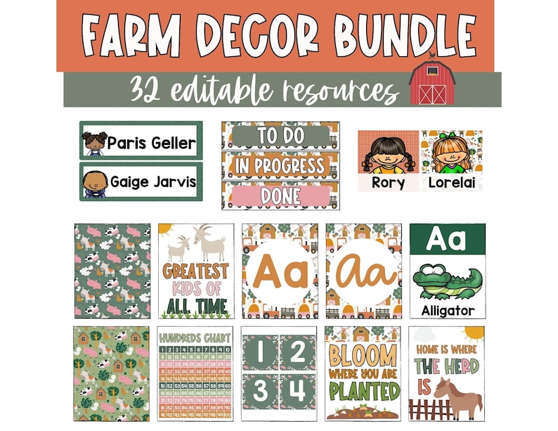 Farm Classroom Decor Bundle | Editable Classroom Transformation ...