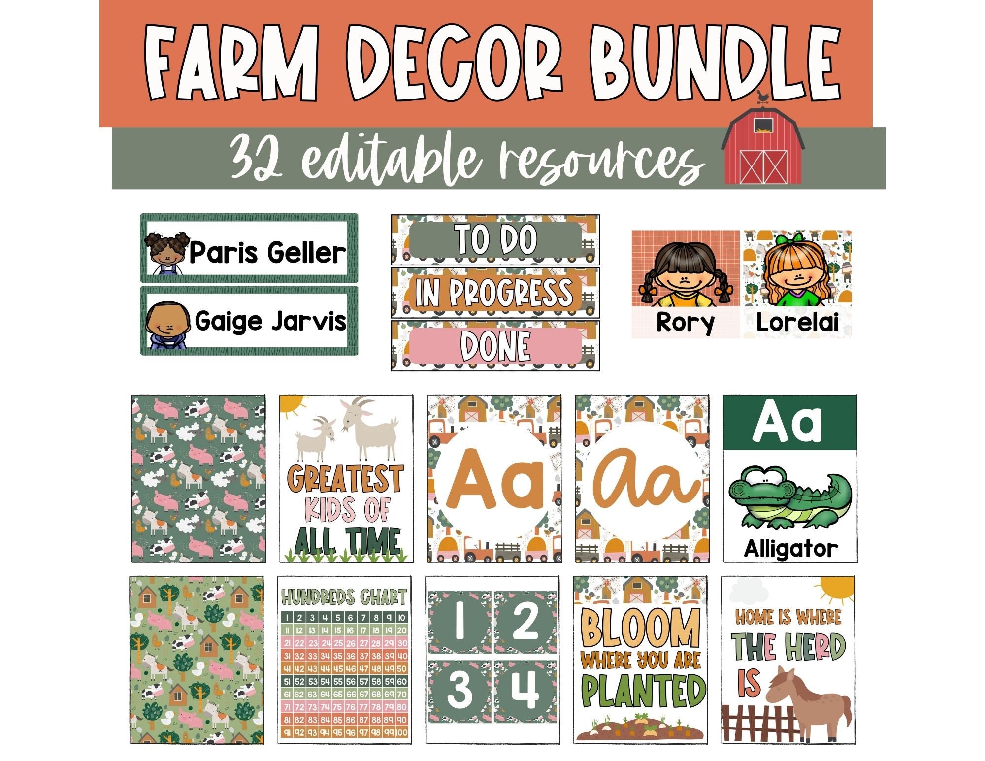 Farm Classroom Decor Bundle | Editable Classroom Transformation ...