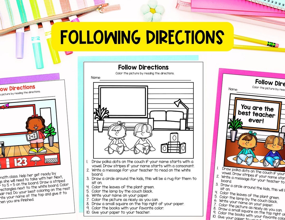 Following Directions Activity | Test Taking Strategies | Reading Test ...