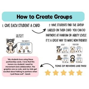 Small Group of 6 Animals Partner Pairing Cards Classroom - Etsy