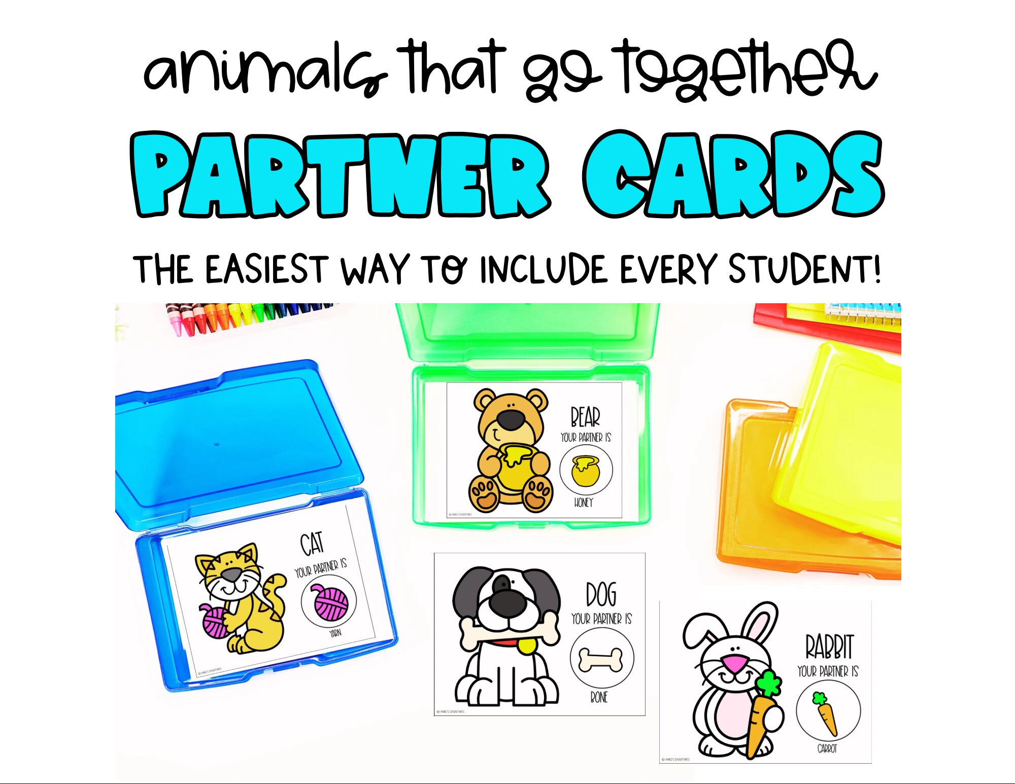 Animals That Go Together Partner Pairing Cards | Classroom Decor ...