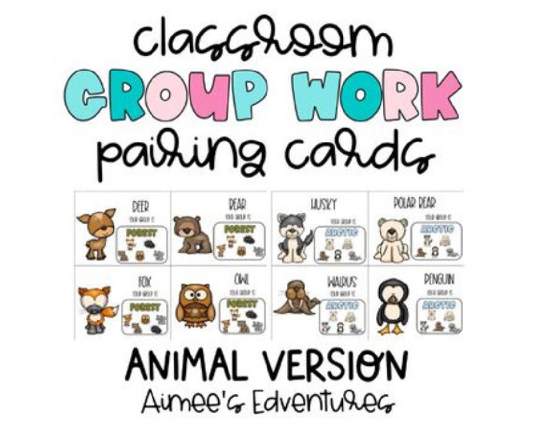 Small Group of 6 Animals Partner Pairing Cards Classroom - Etsy
