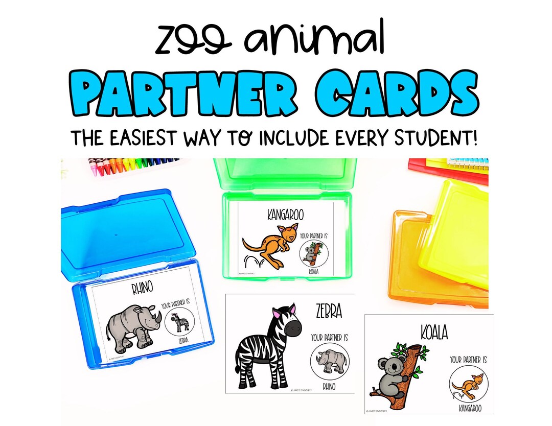 Zoo Animals Partner Pairing Cards Classroom Decor Classroom Decor ...