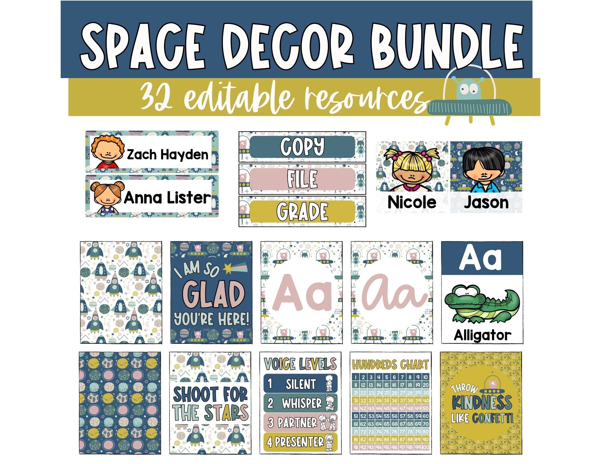 Space Classroom Decor Bundle Editable Classroom Transformation ...