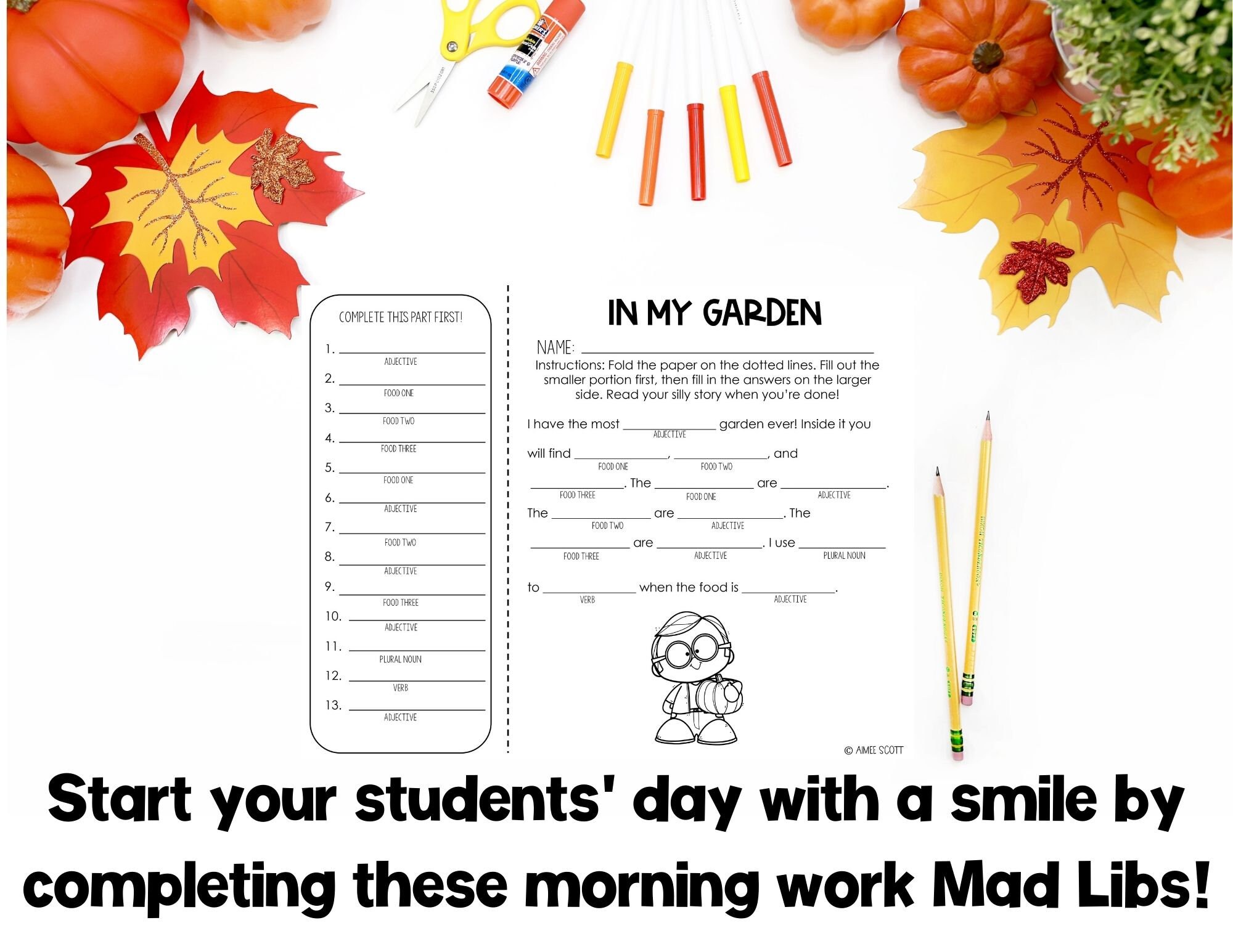 Fall Activities | Parts of Speech | Mad Libs Game - Etsy