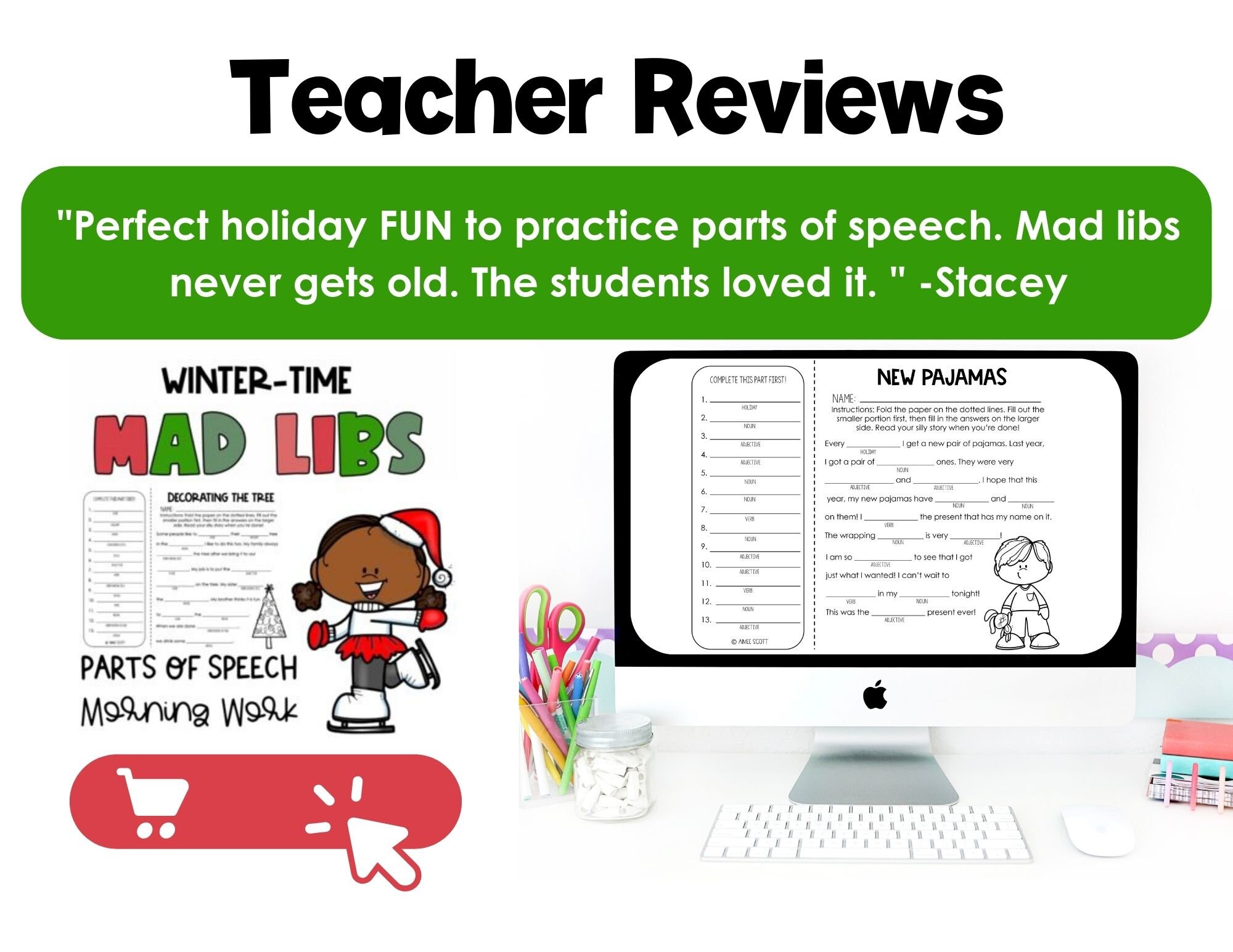 Winter Theme Christmas Mad Libs Game Parts of Speech Language Arts - Etsy