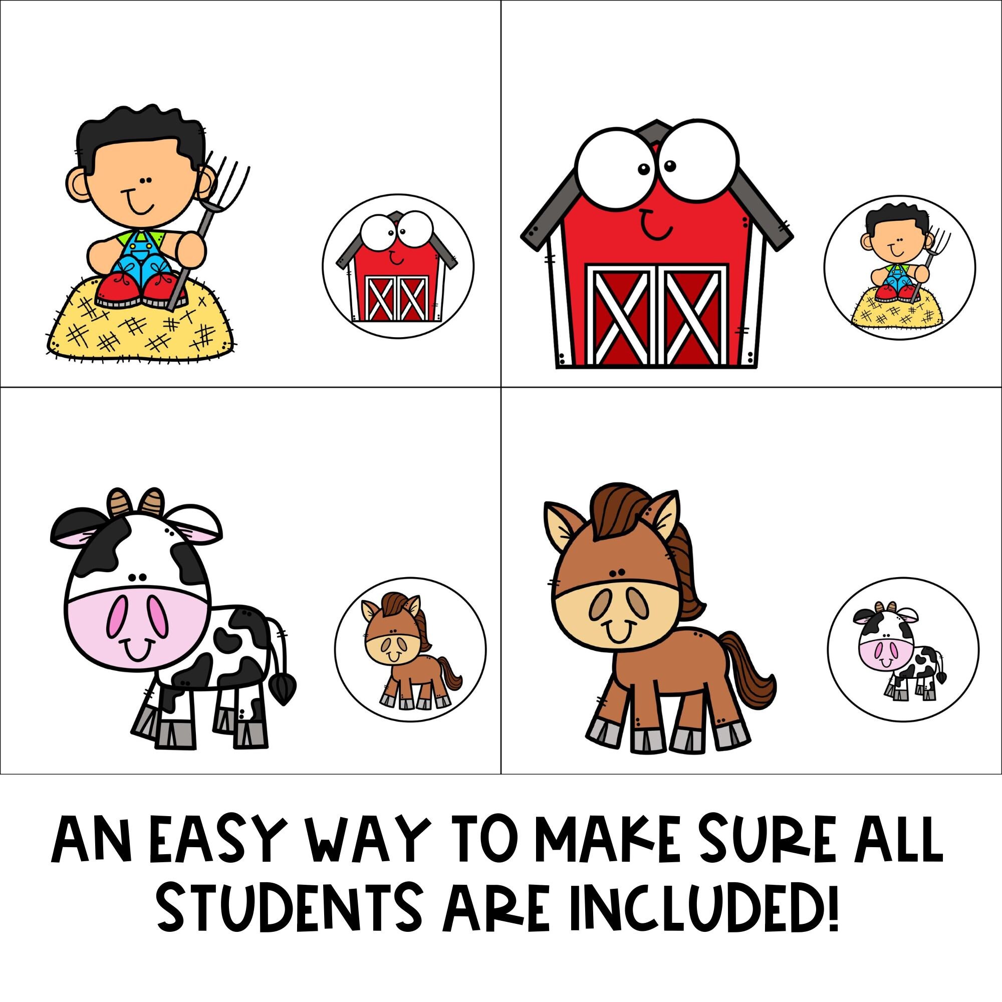 EDITABLE Farm Animals Partner Pairing Cards Classroom Decor - Etsy