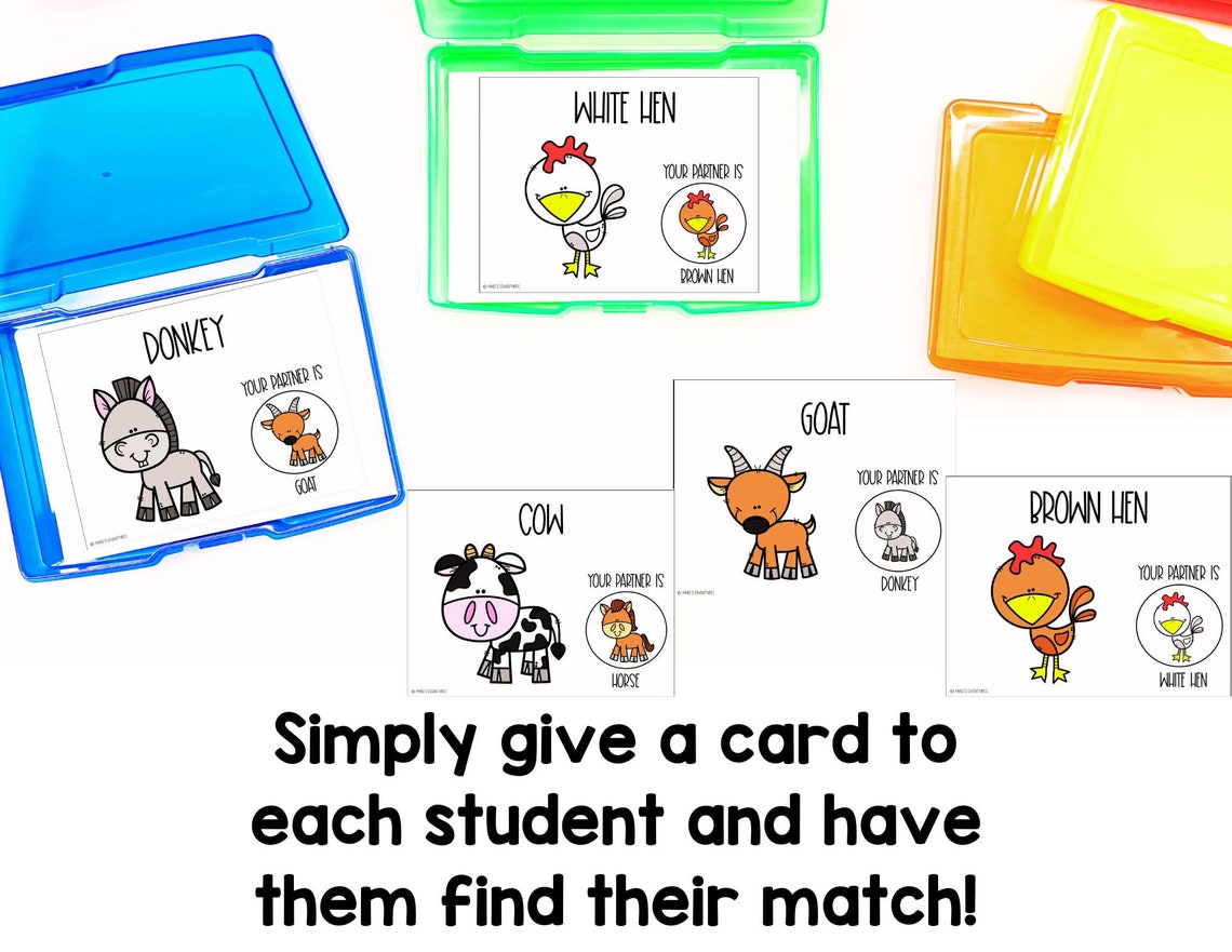 EDITABLE Farm Animals Partner Pairing Cards | Classroom Decor ...