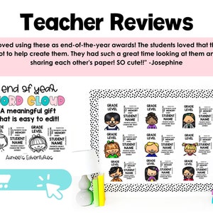 Editable End of the Year Gifts for Students Word Cloud | Classroom ...