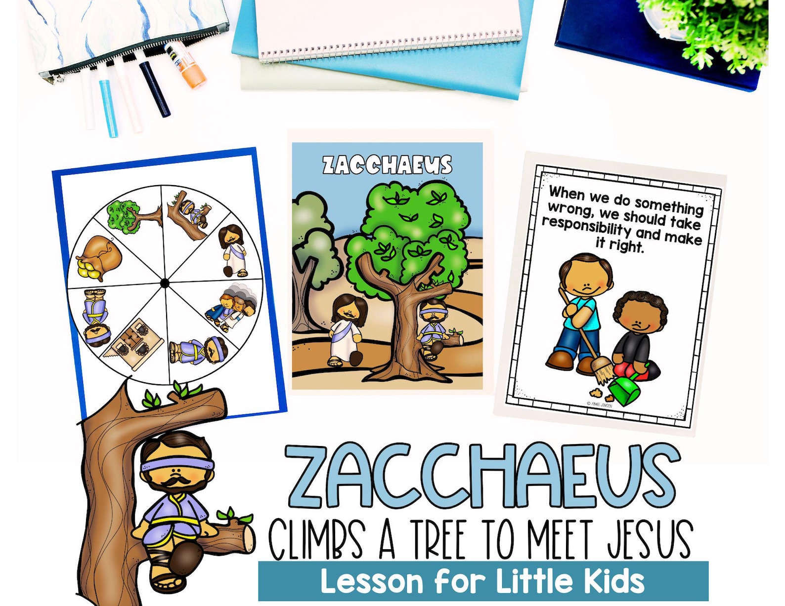 Zacchaeus and Jesus Bible Lesson for Little Kids, Homeschool, Sunday ...