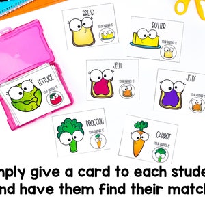 ORIGINAL Peanut Butter and Jelly Partner Pairing Cards | Classroom ...