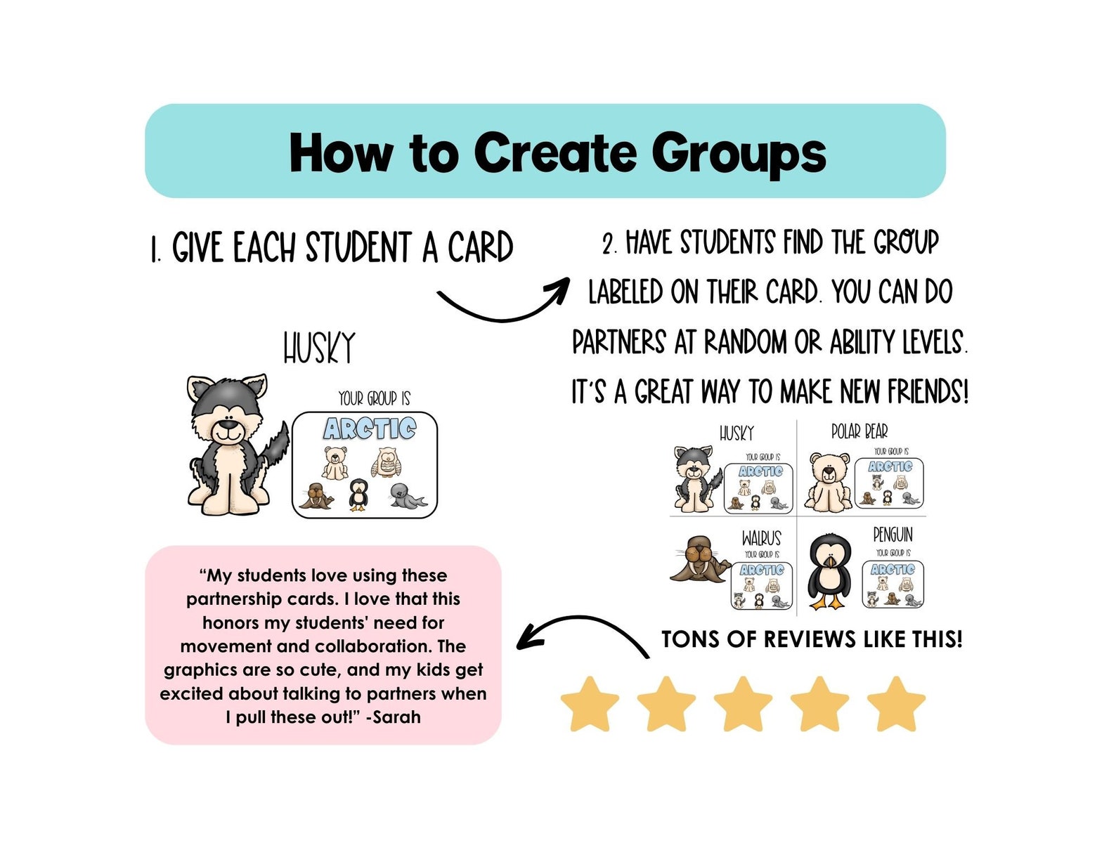 Small Group of 6 Animals Partner Pairing Cards | Classroom Decor ...