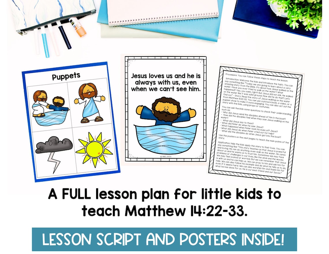 Jesus Walks on Water Bible Lesson for Little Kids, Homeschool, Sunday ...