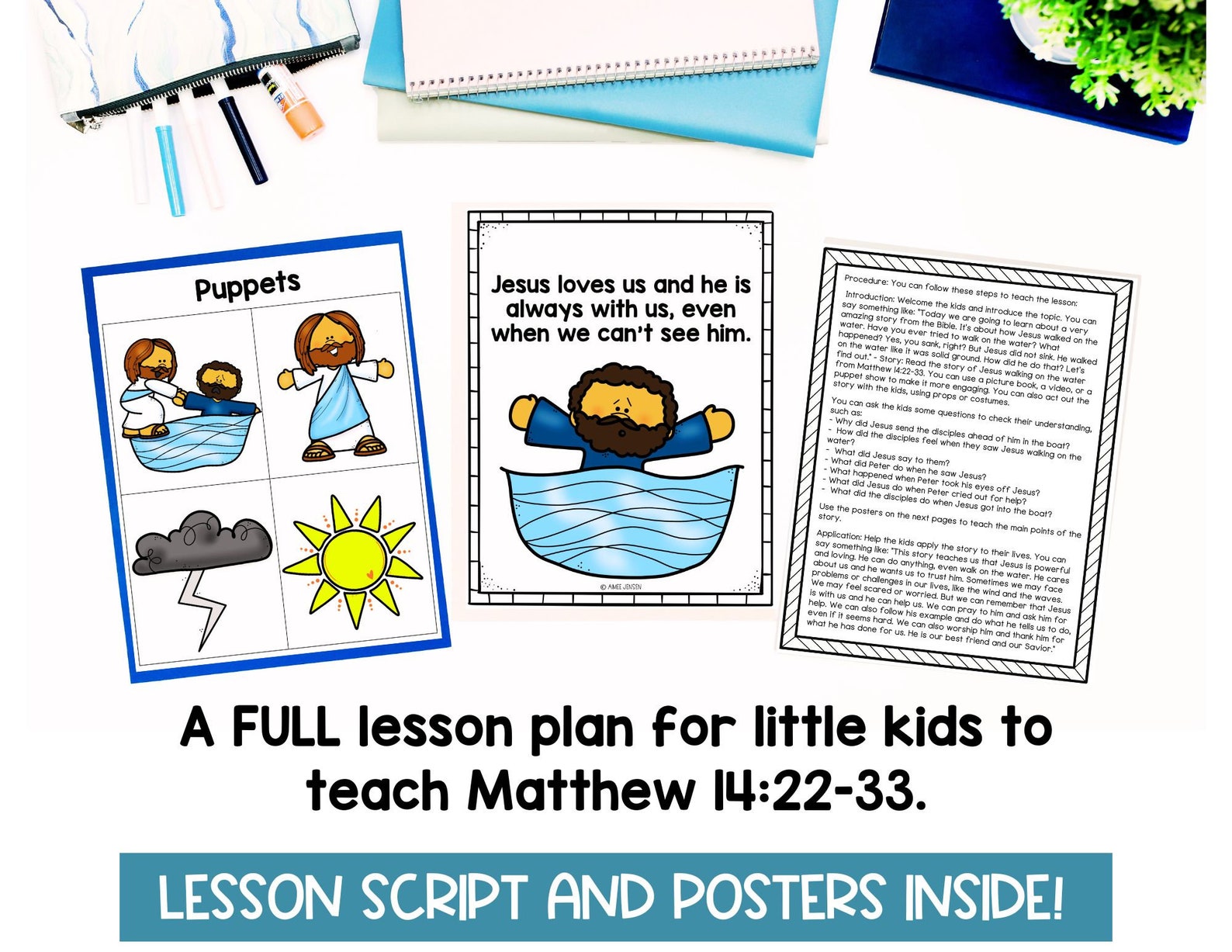 Jesus Walks on Water Bible Lesson for Little Kids, Homeschool, Sunday ...