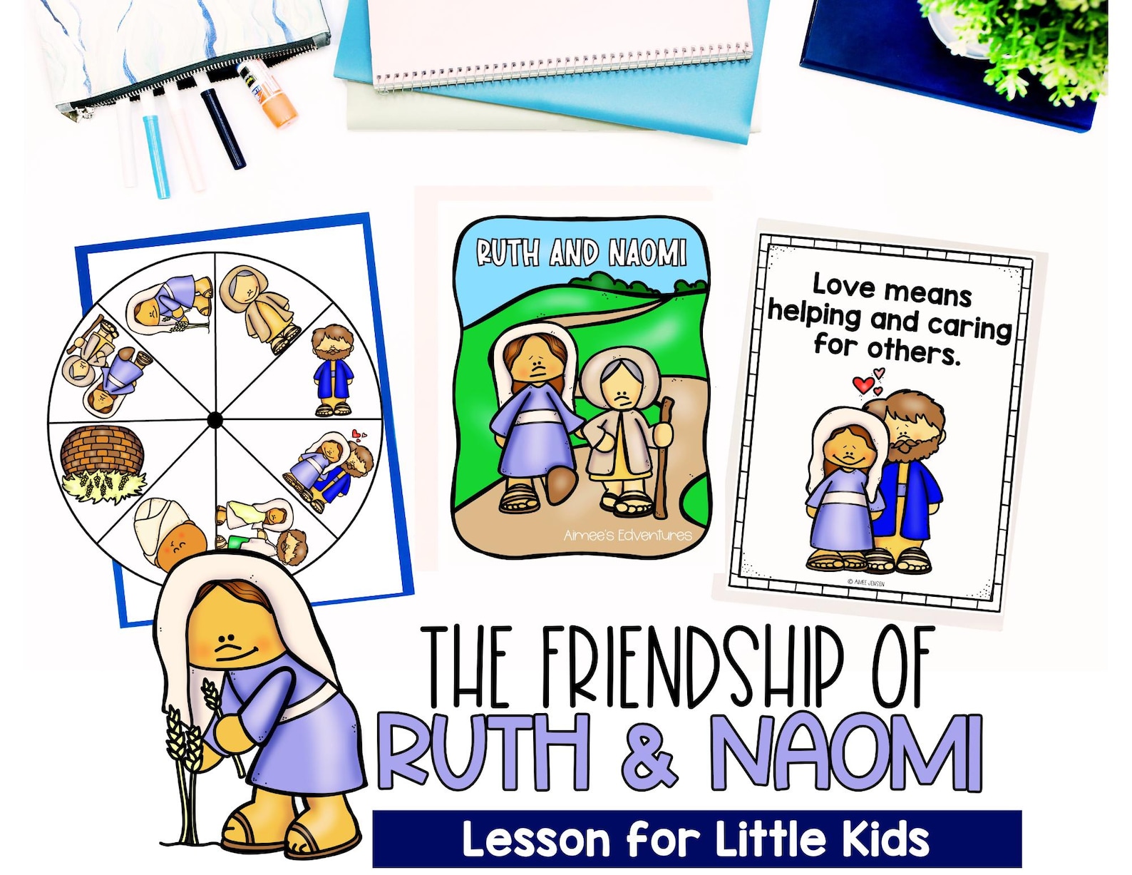 Ruth and Naomi FULL Bible Lesson for Little Kids, Homeschool Activities ...