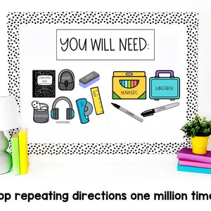 Visual Supply Cards for Classroom Directions | Back to School ...