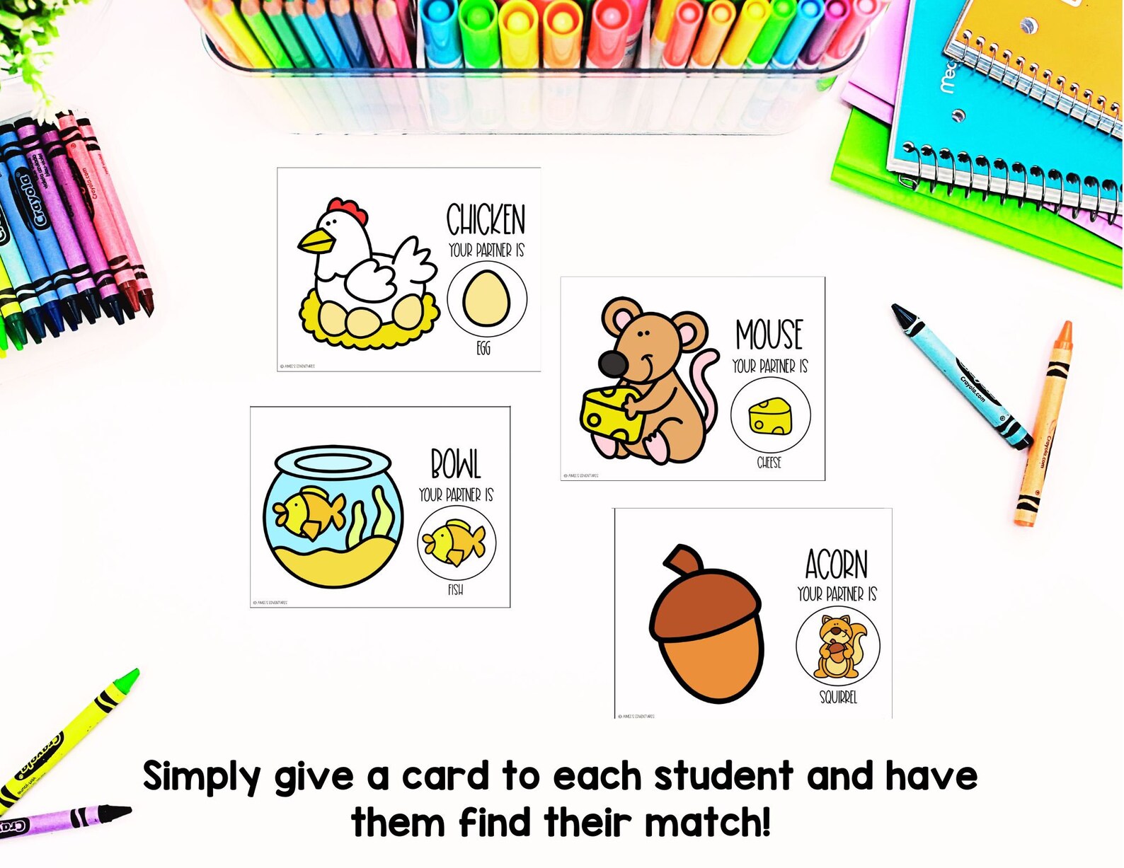 Animals That Go Together Partner Pairing Cards | Classroom Decor ...
