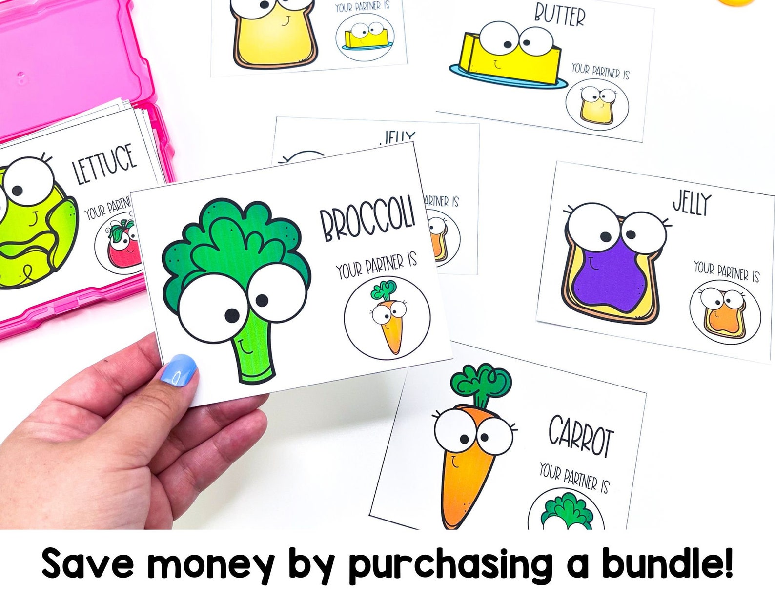 ORIGINAL Peanut Butter and Jelly Partner Pairing Cards Classroom Decor ...