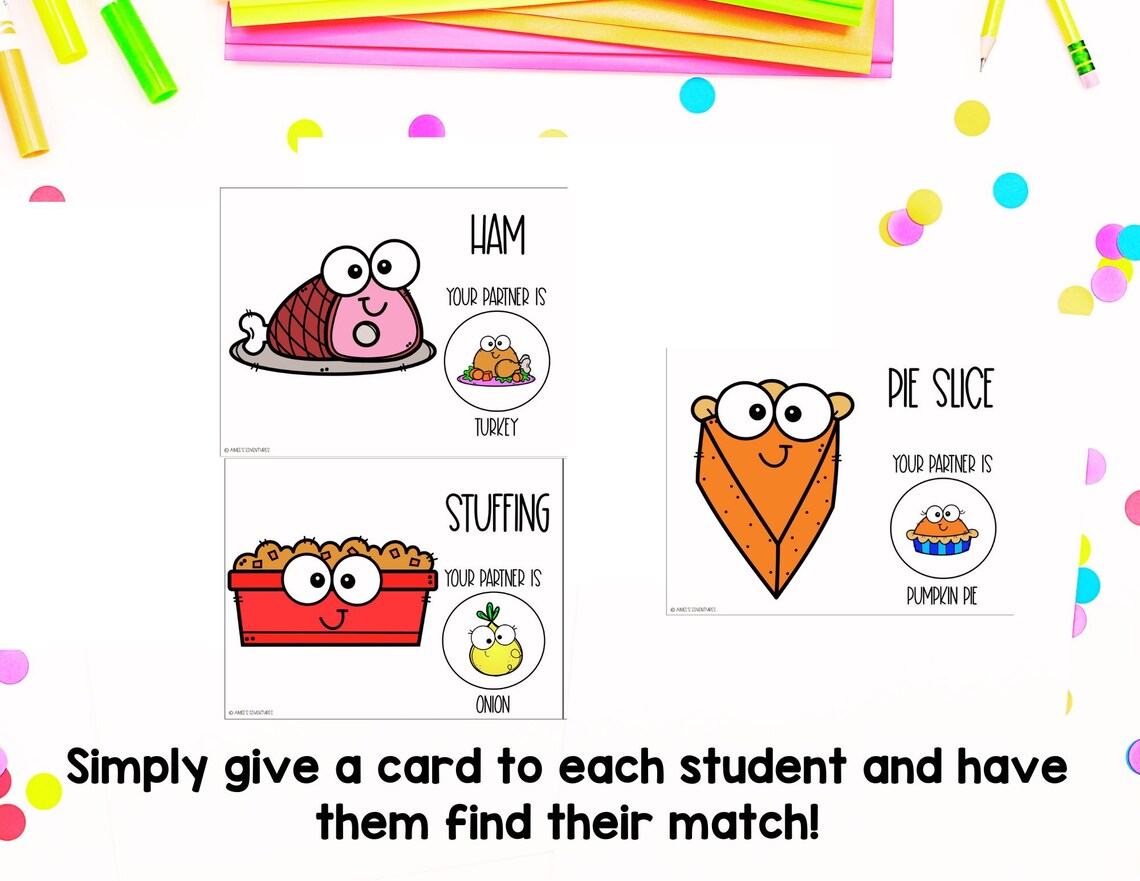 Thanksgiving Pairing Cards Classroom Decor Classroom Decor Classroom ...