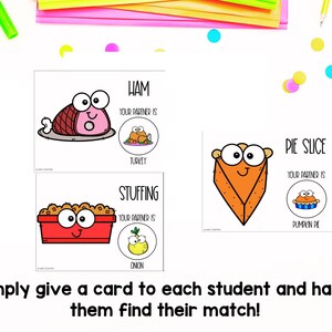 Thanksgiving Pairing Cards | Classroom Decor | Classroom Decor ...