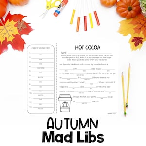 Fall Activities | Parts of Speech | Mad Libs Game - Etsy