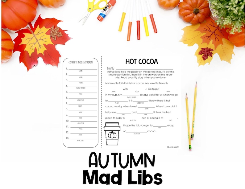 Fall Activities | Parts of Speech | Mad Libs Game - Etsy