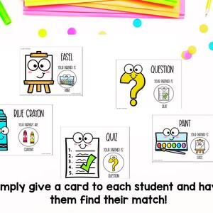 School Things Partner Pairing Cards | Classroom Decor | Classroom ...