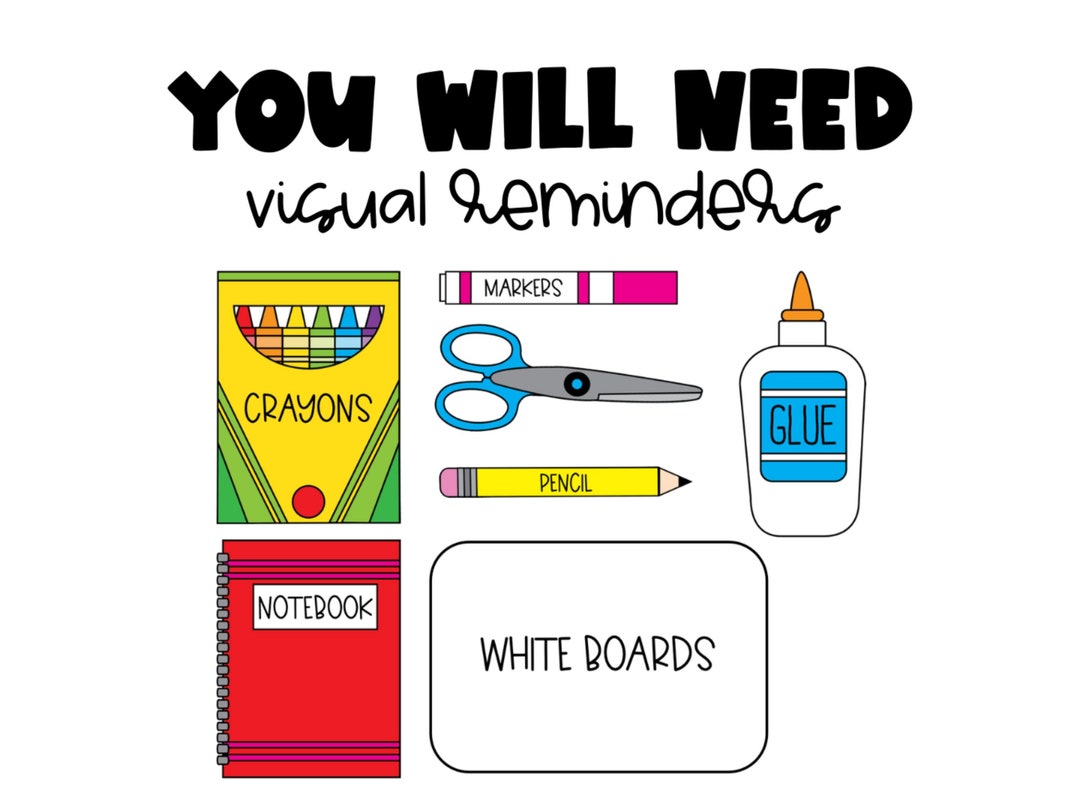 Visual Supply Cards for Classroom Directions Back to School - Etsy