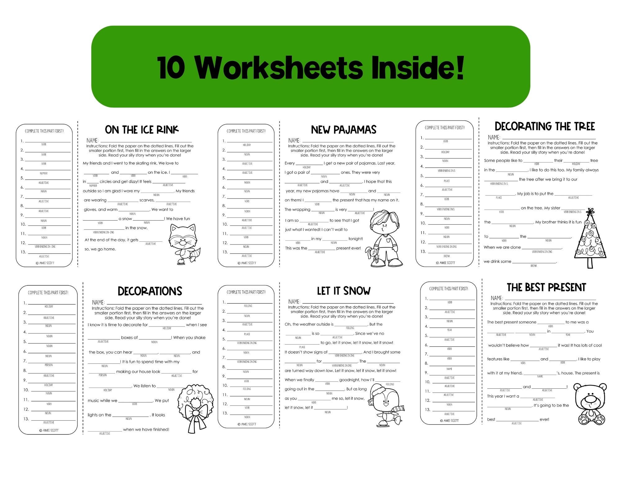 Winter Theme Christmas Mad Libs Game Parts of Speech Language Arts - Etsy