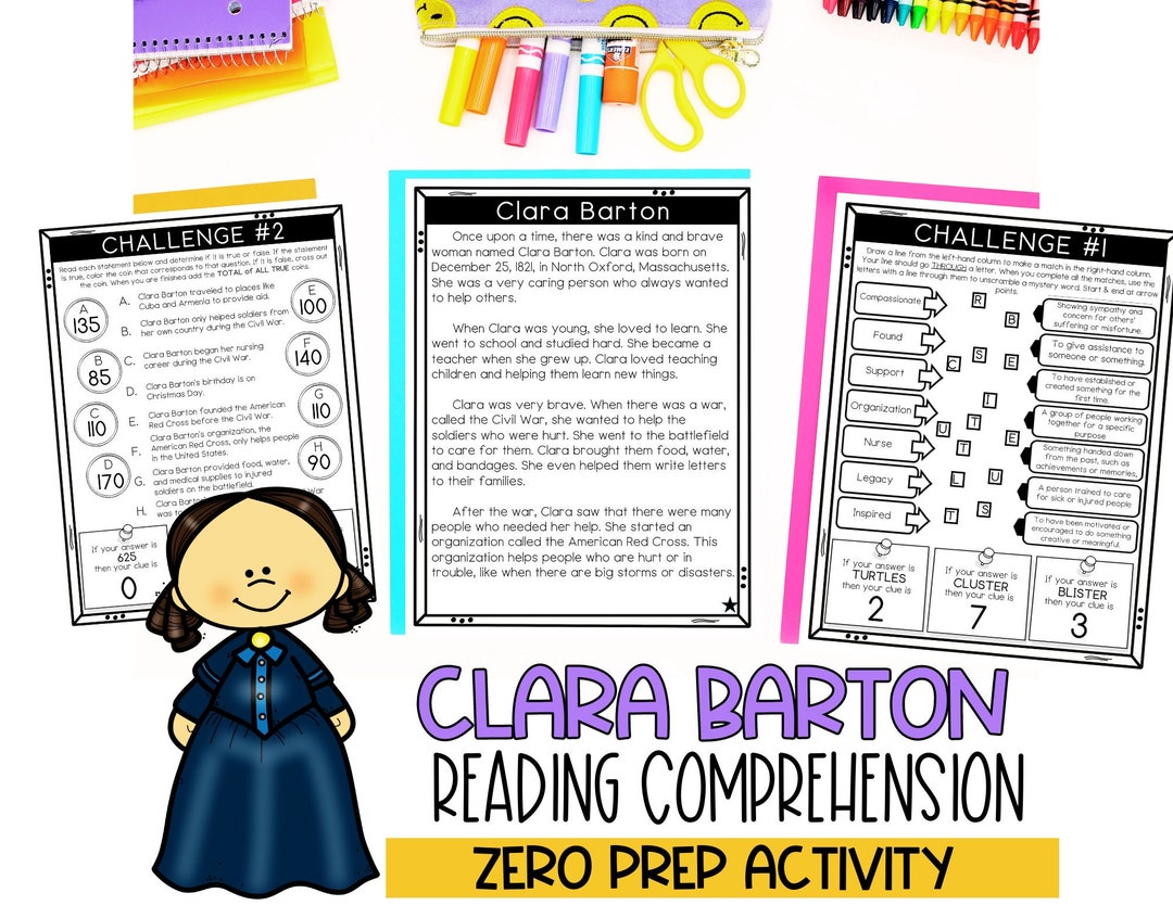 Clara Barton Biography | Reading Comprehension Passages | Women's ...