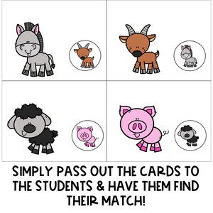 EDITABLE Farm Animals Partner Pairing Cards Classroom Decor - Etsy