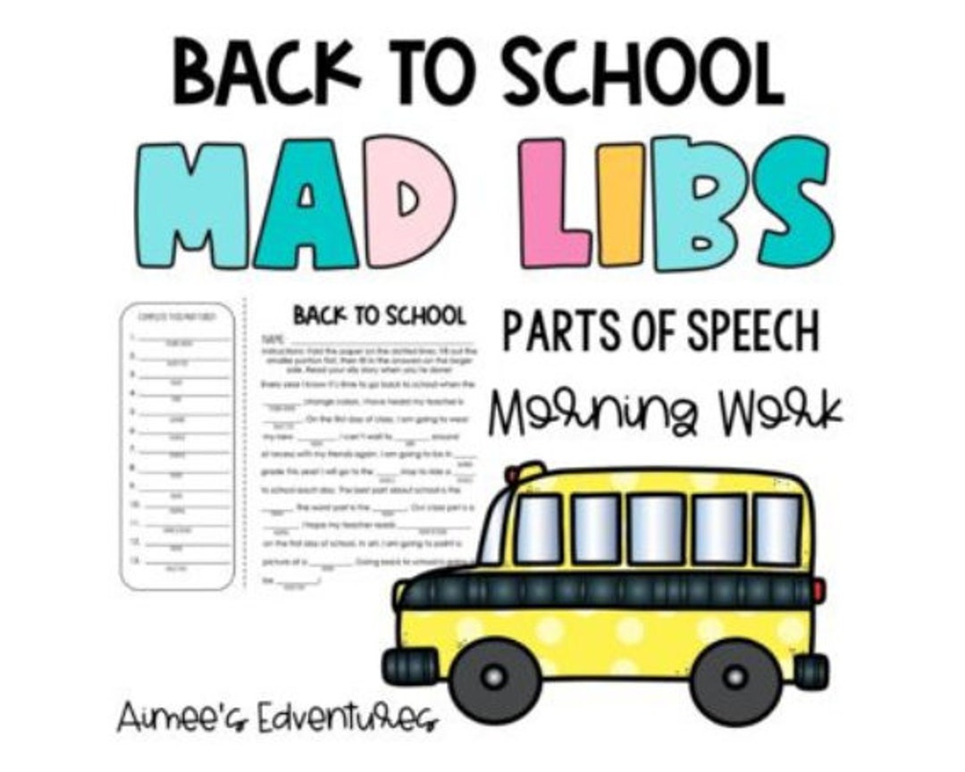 Back to School Activities Mad Libs Game Parts of Speech - Etsy