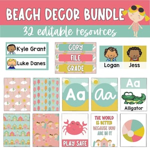 Beach Classroom Decor Bundle | Editable Classroom Transformation ...