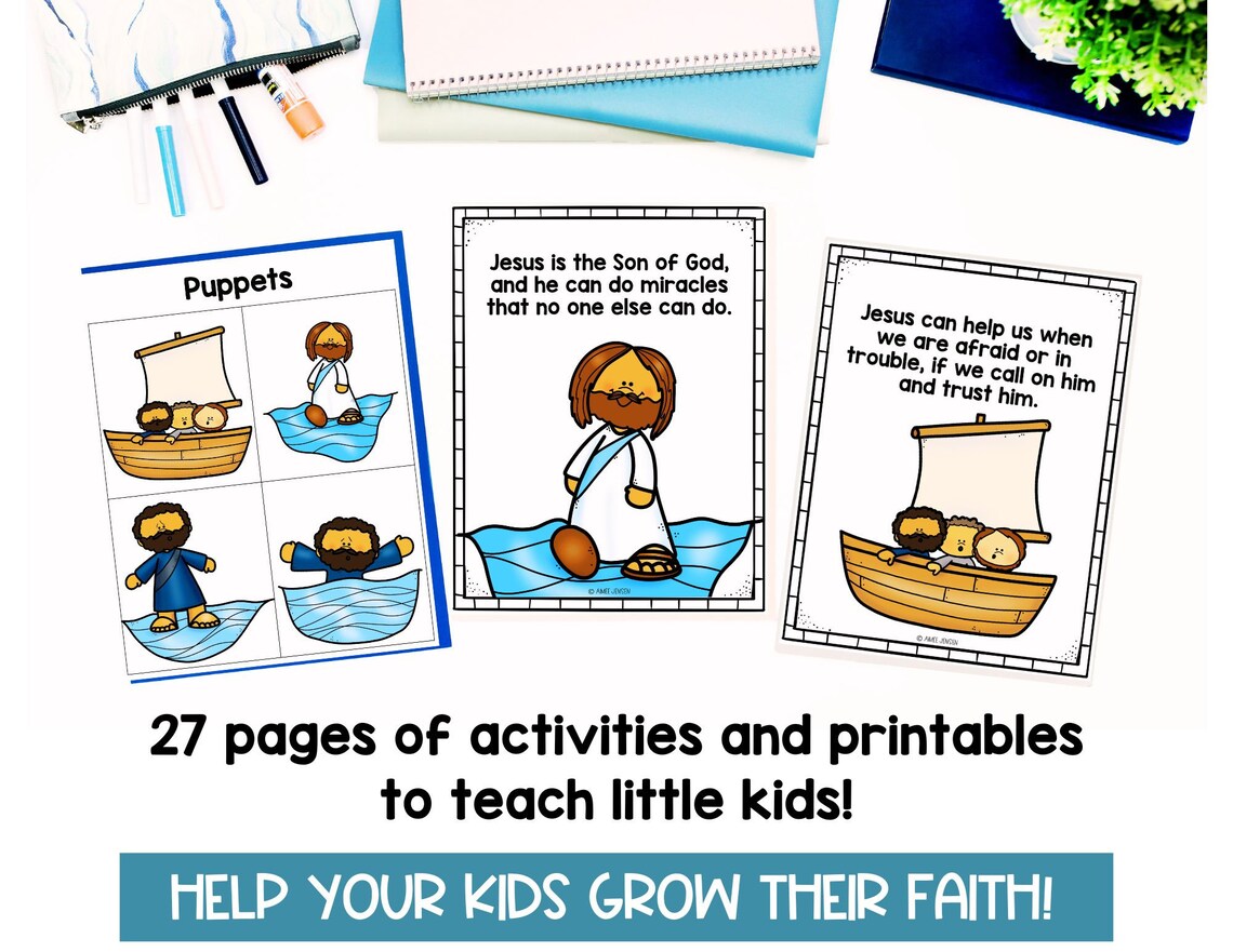 Jesus Walks on Water Bible Lesson for Little Kids, Homeschool, Sunday ...