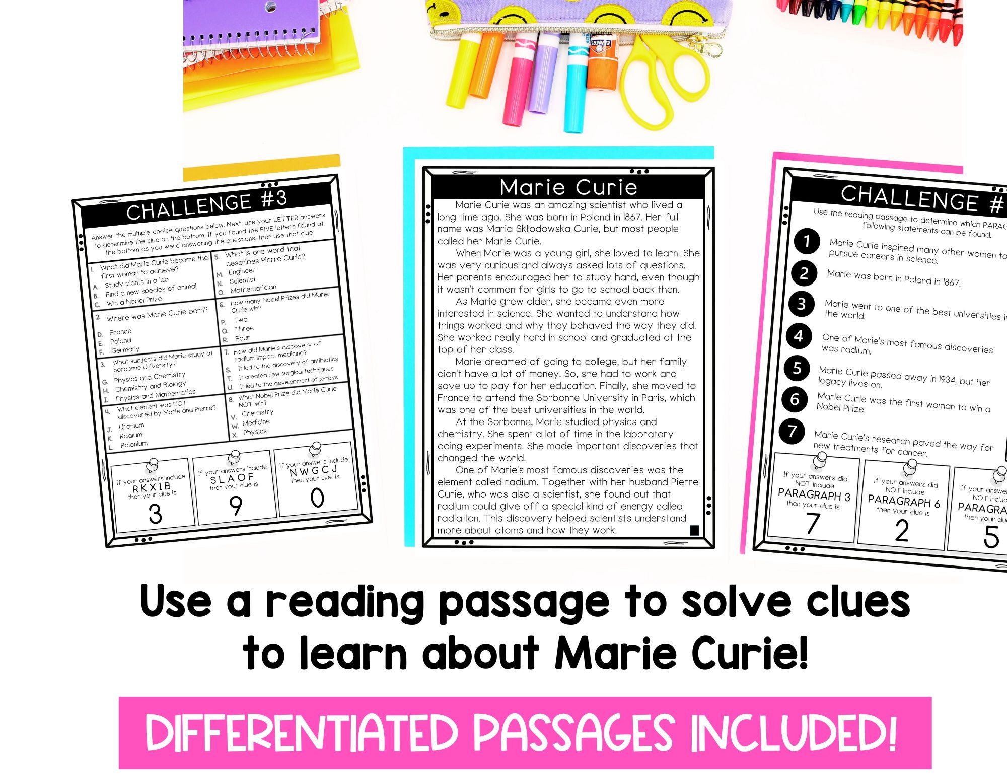 Marie Curie Biography | Reading Comprehension Passages | Women's ...