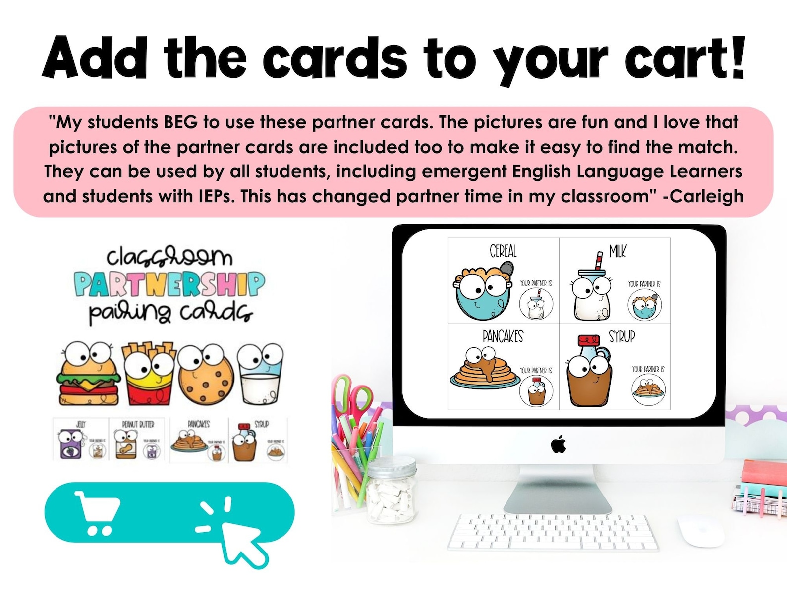 ORIGINAL Peanut Butter and Jelly Partner Pairing Cards Classroom Decor ...