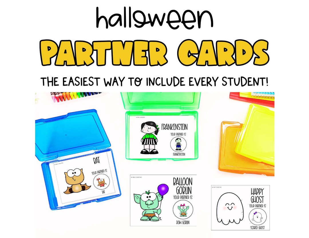 Halloween Theme Partner Pairing Cards | Classroom Decor | Classroom ...