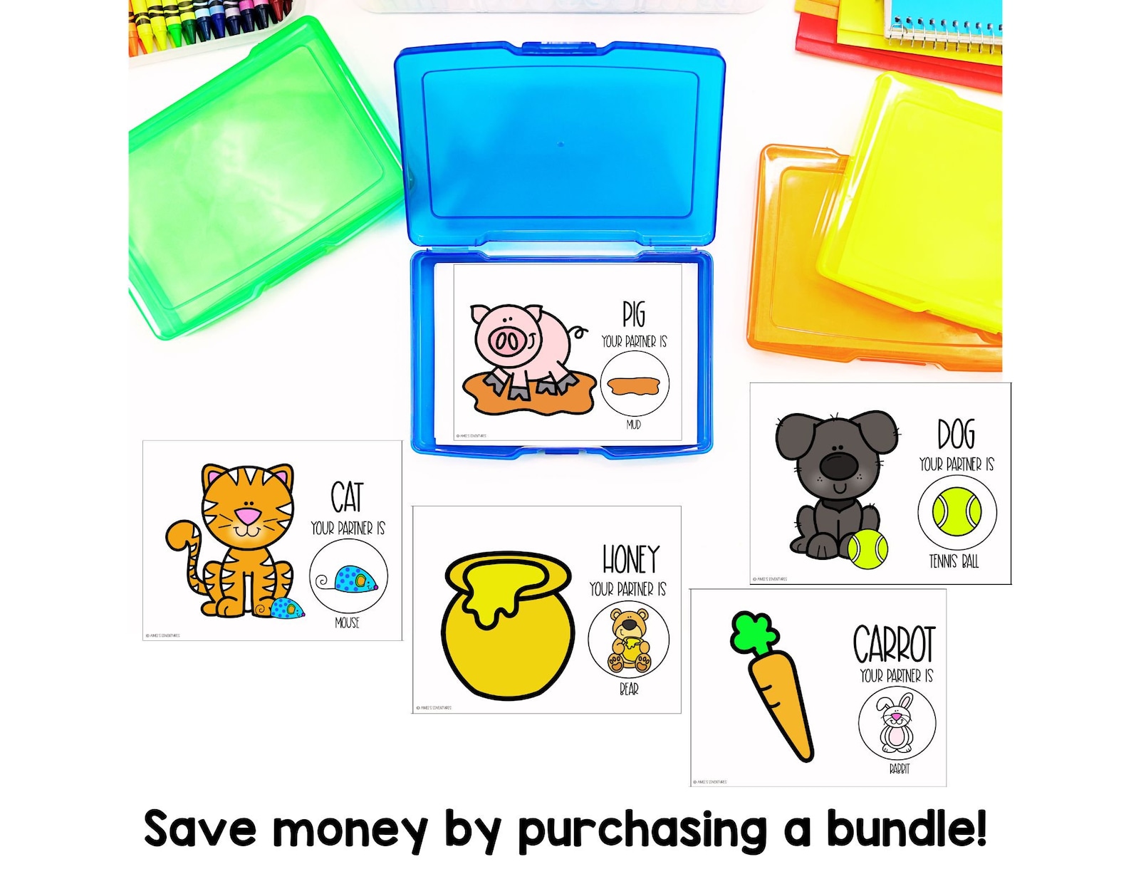 Animals That Go Together Partner Pairing Cards | Classroom Decor ...