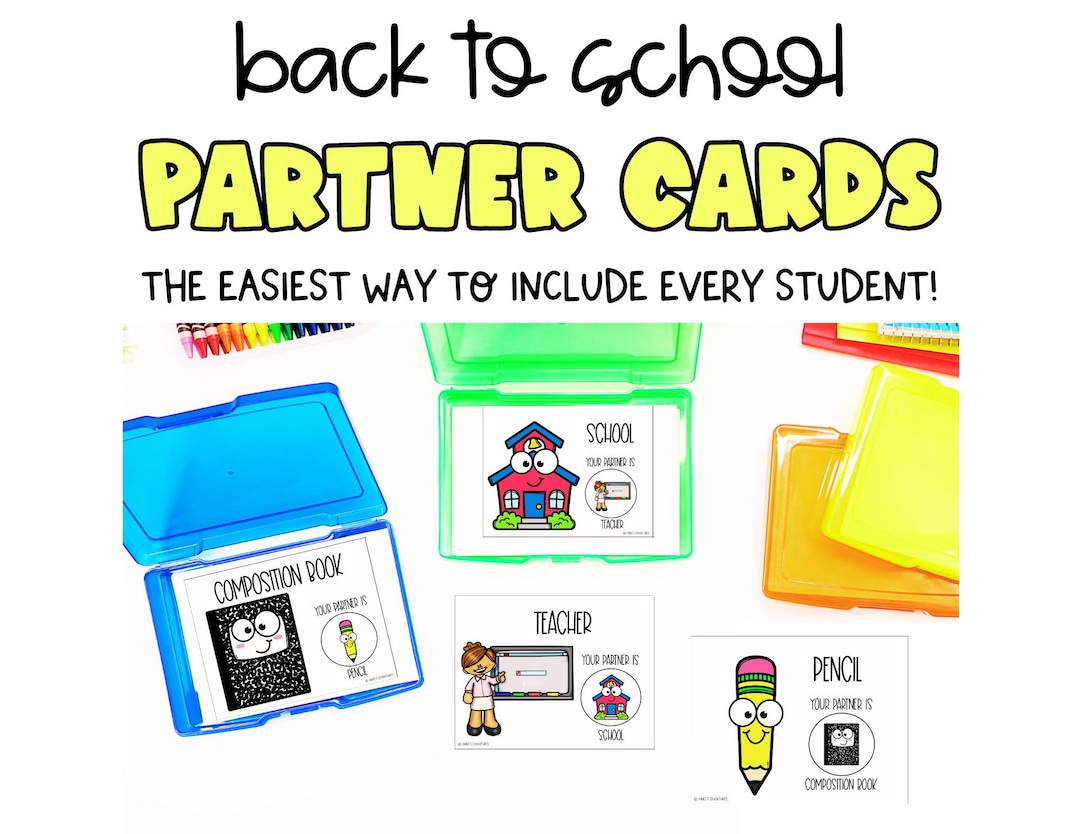 School Things Partner Pairing Cards | Classroom Decor | Classroom ...