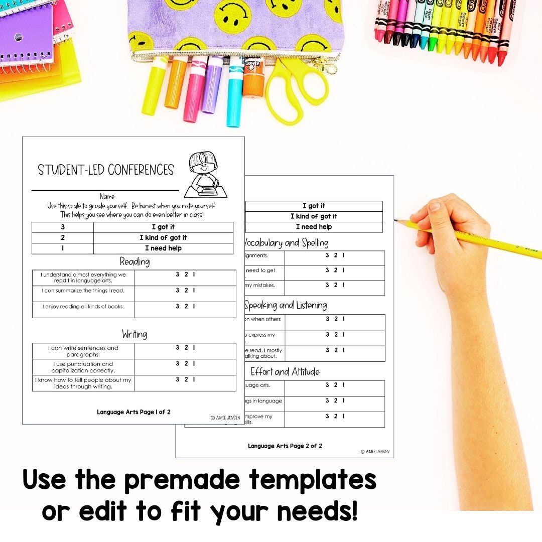 EDITABLE Student Led Conferences Form | Parent Teacher Conference Forms ...