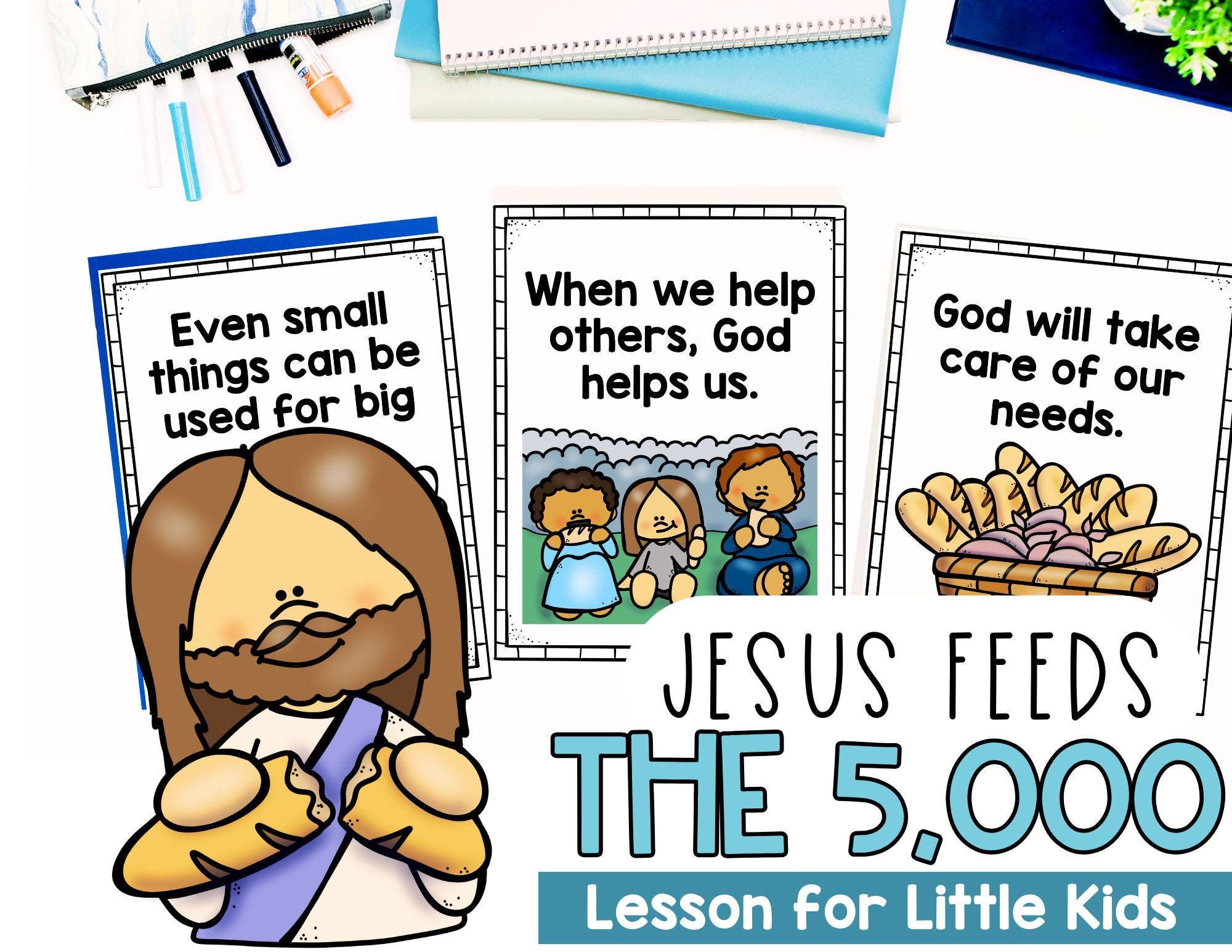 Jesus Feeds the 5000 Craft, Homeschool, Sunday School Lesson, Stories ...