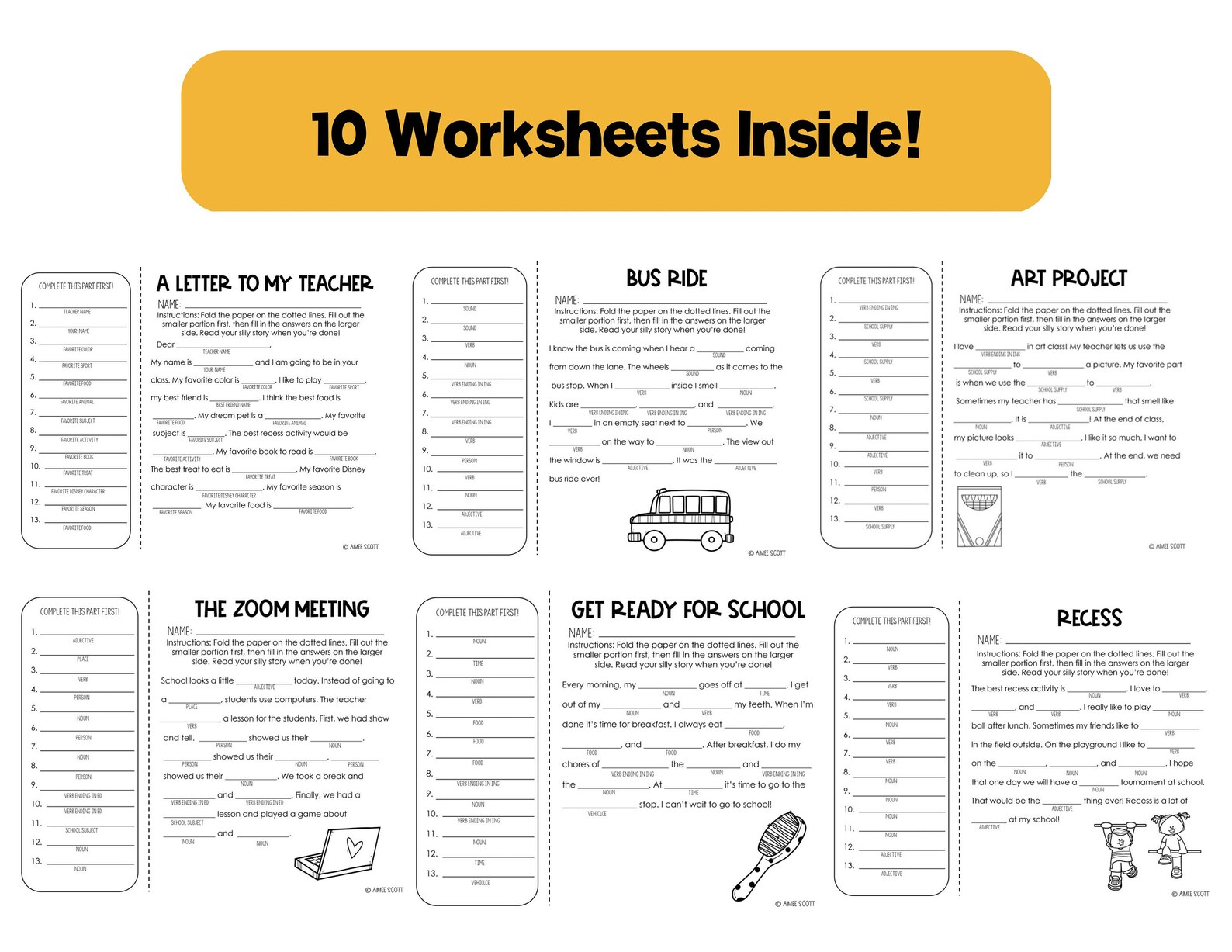 Back to School Activities | Mad Libs Game | Parts of Speech - Etsy