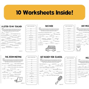 Back to School Activities | Mad Libs Game | Parts of Speech - Etsy